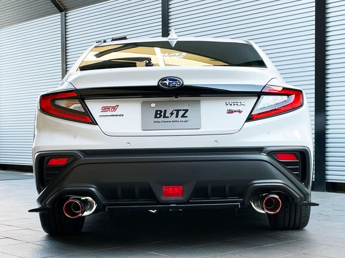 Blitz NUR-SPEC Custom Series Axle Back Exhaust w/ Carbon Red Tips 2022-2024 WRX - Subimods.com