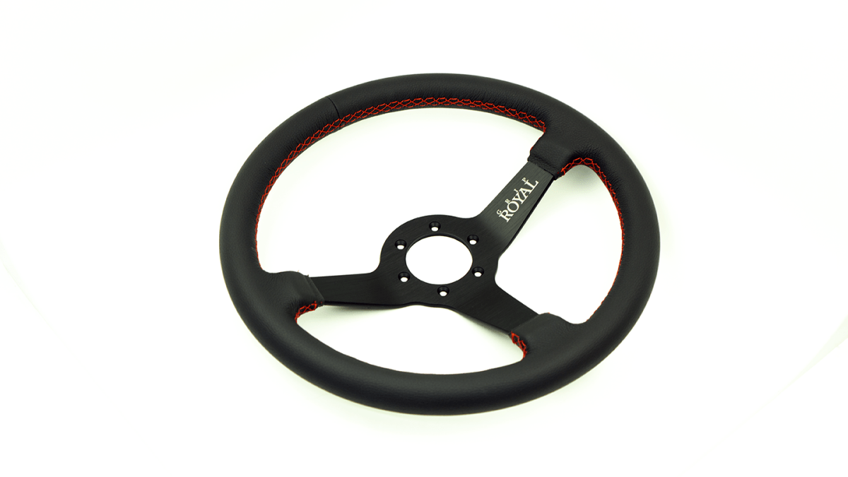 Grip Royal Brute 350mm Deep Dish Steering Wheel w/ Black Leather Grip ...