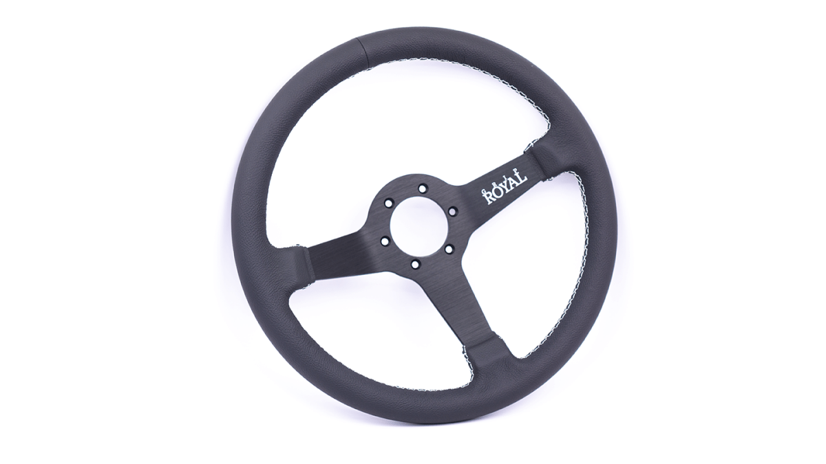 Grip Royal Brute 350mm Deep Dish Steering Wheel w/ Black Leather Grip ...