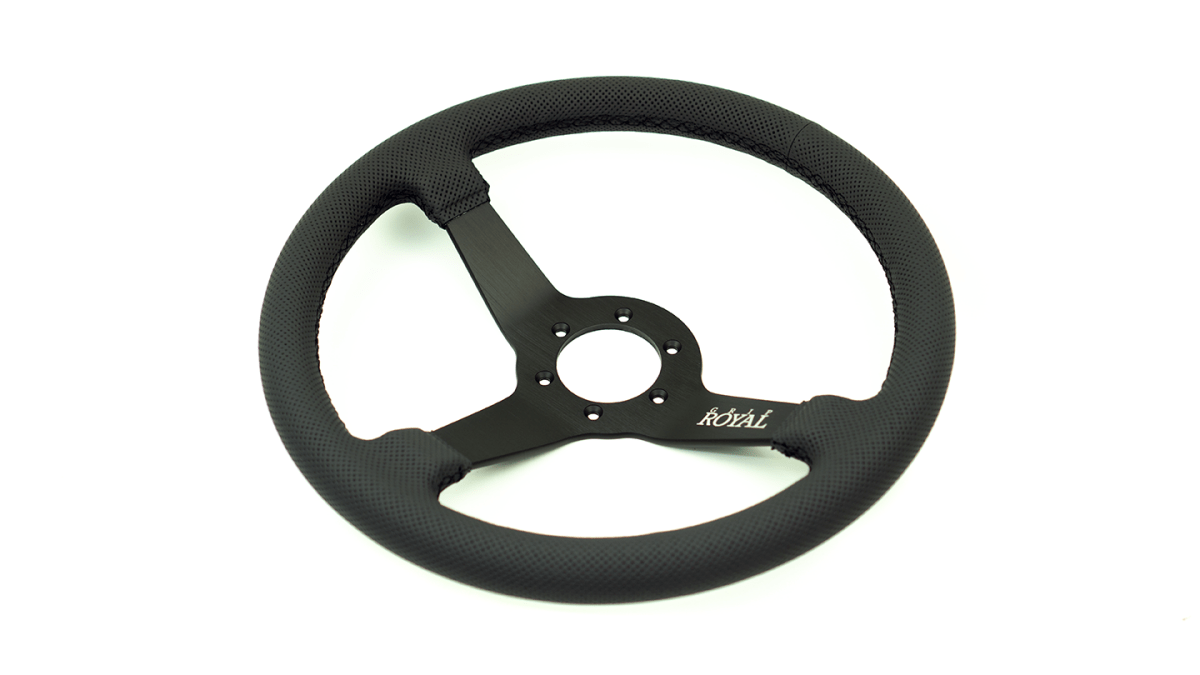 Grip Royal Brute 350mm Deep Dish Steering Wheel w/ Black Perforated ...