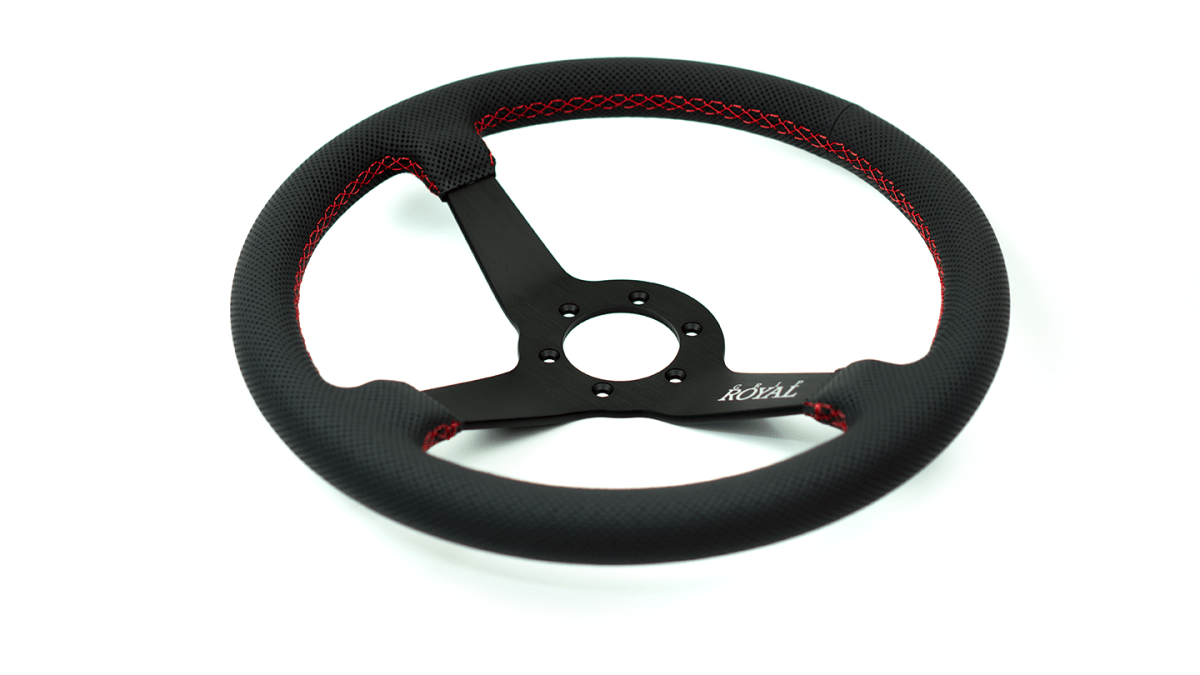 Grip Royal Brute 350mm Deep Dish Steering Wheel w/ Black Perforated ...