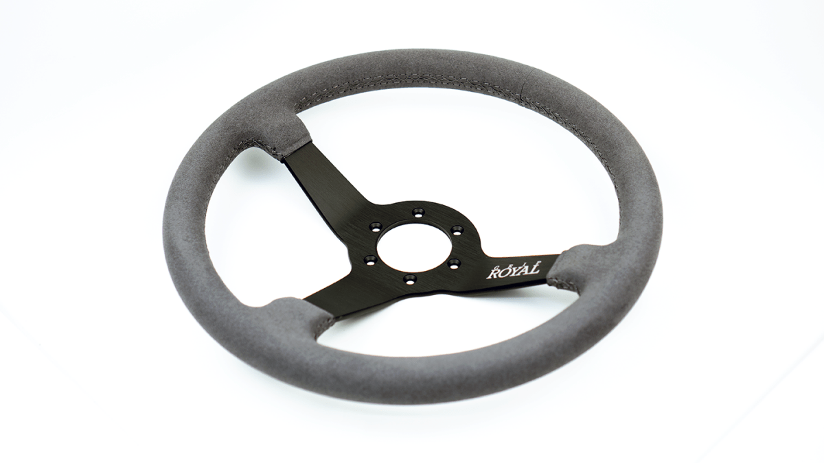 Grip Royal Brute 350mm Deep Dish Steering Wheel w/ Grey Suede Grip and ...