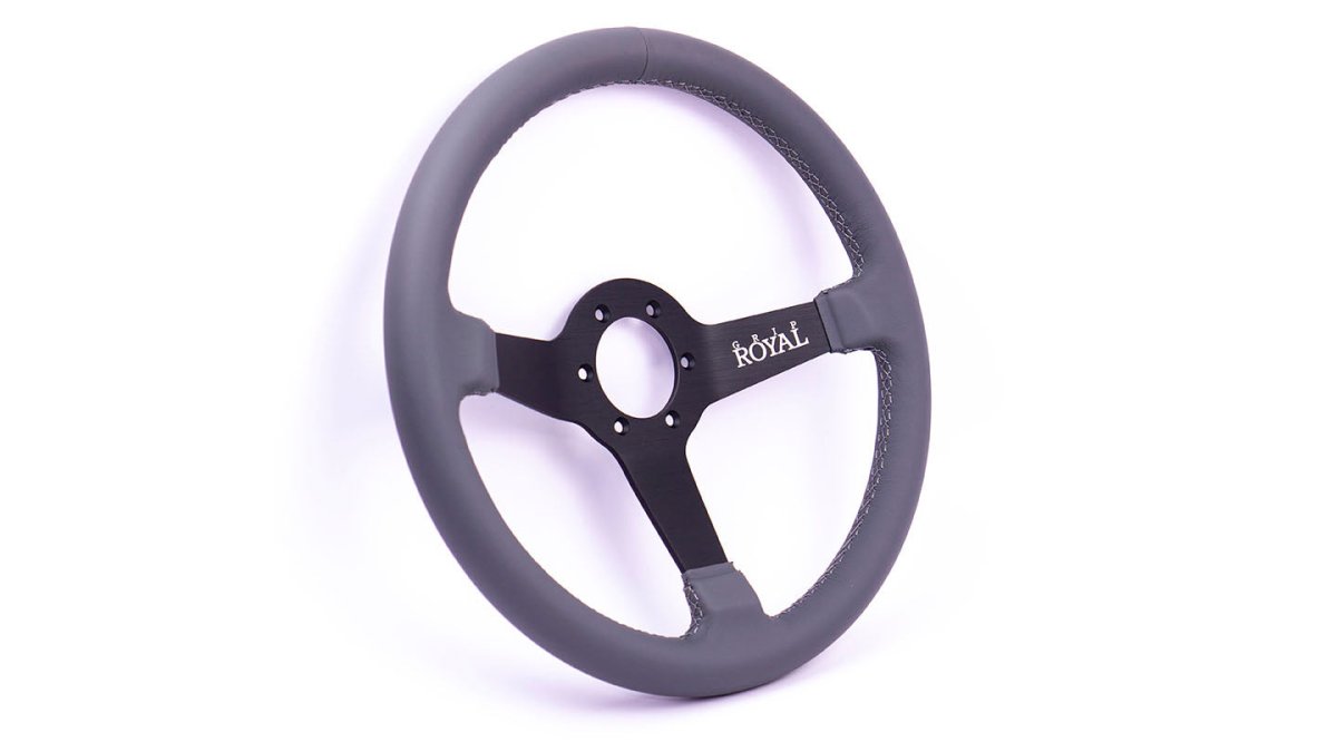 Grip Royal Brute Macbeth 350mm Deep Dish Steering Wheel w/ Grey Leather ...
