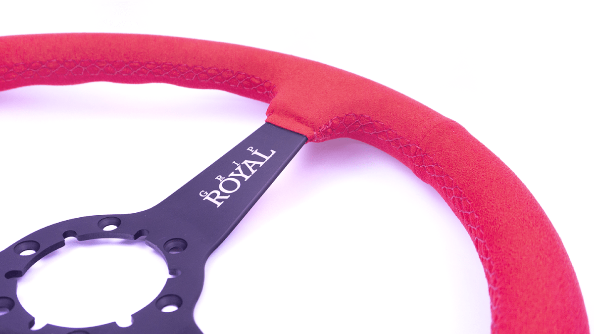 Grip Royal King Red 350mm Deep Dish Steering Wheel w/ Red Suede Grip ...