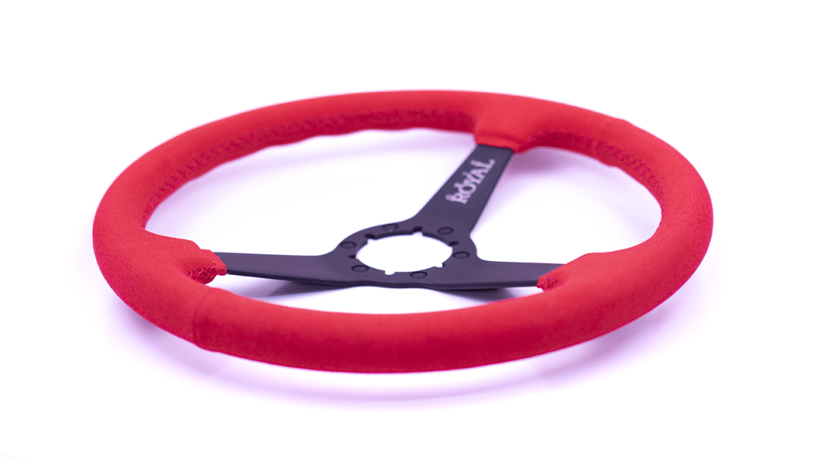 Grip Royal King Red 350mm Deep Dish Steering Wheel w/ Red Suede Grip ...