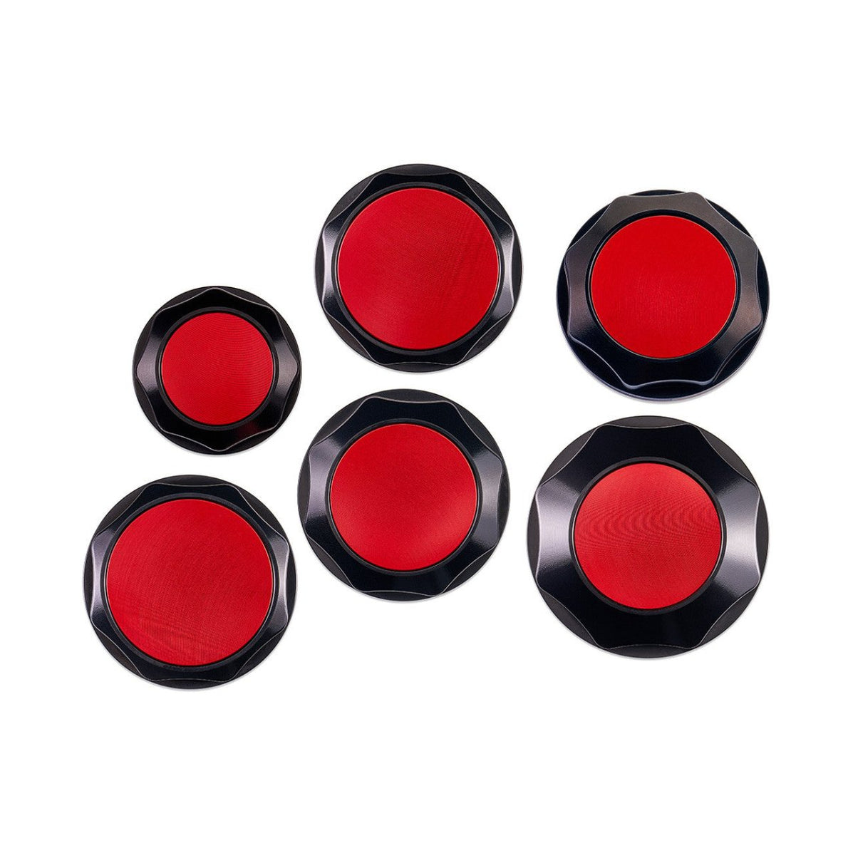 IAG Performance Revolve Engine Bay Dress Up Cap Kit Black w/ Red Accent 2008-2014 WRX / 2008 ...