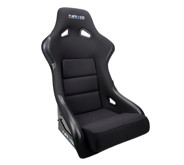NRG Fiber Glass Fixed Back Racing Seat Large Black Cloth — Subimods.com