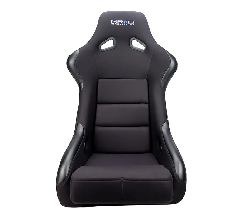 NRG Fiber Glass Fixed Back Racing Seat Large Black Cloth — Subimods.com