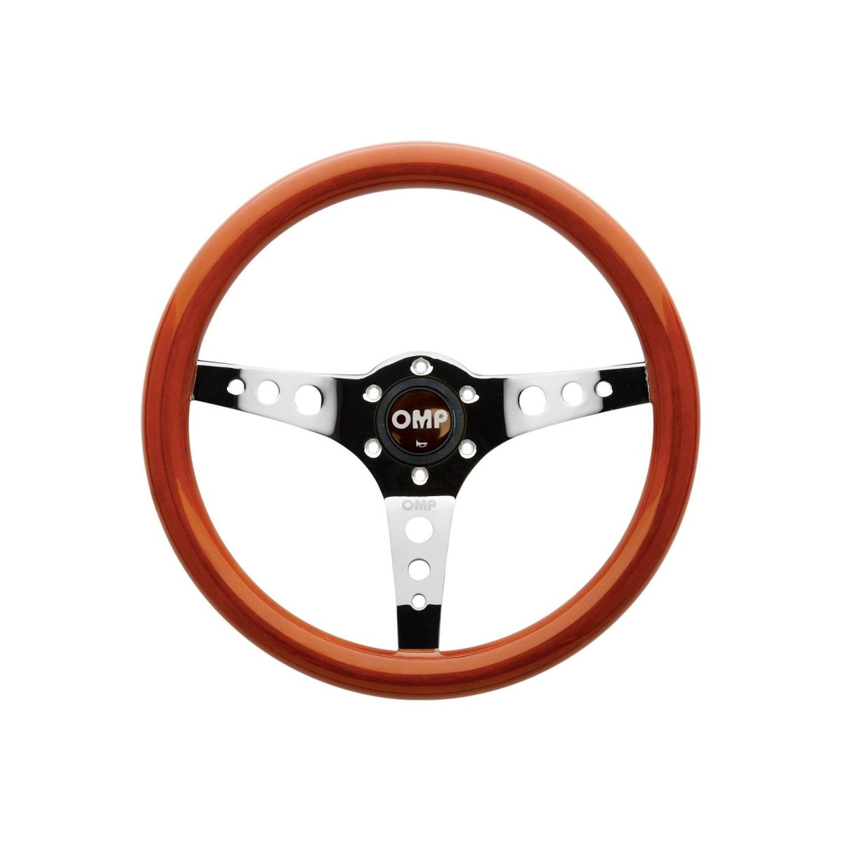 OMP Racing Mugello 350mm Steering Wheel w/ Woodgrain Grip, Silver ...