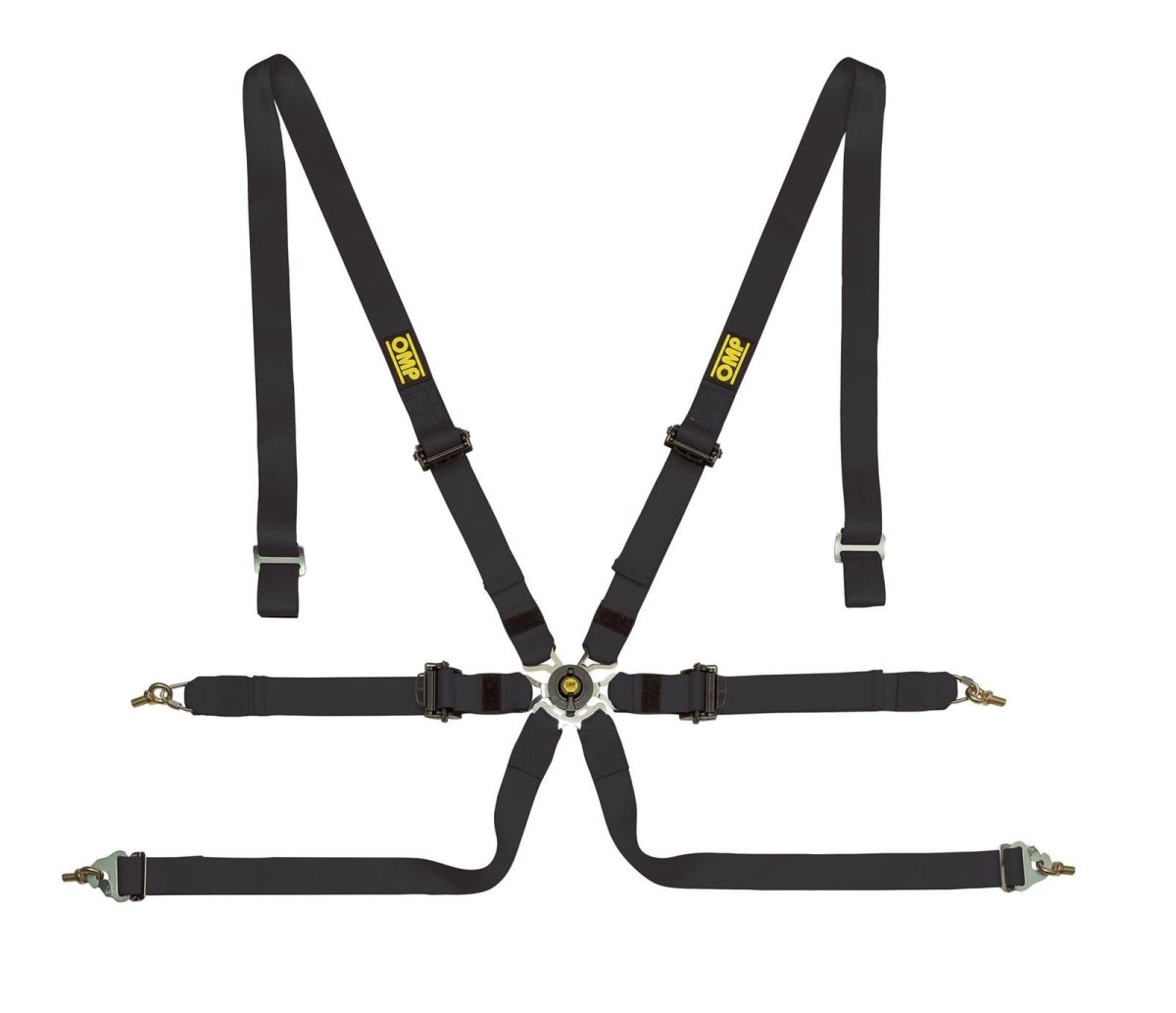 OMP Racing One 6 Point Harness 2" Pull Down Black - Subimods.com