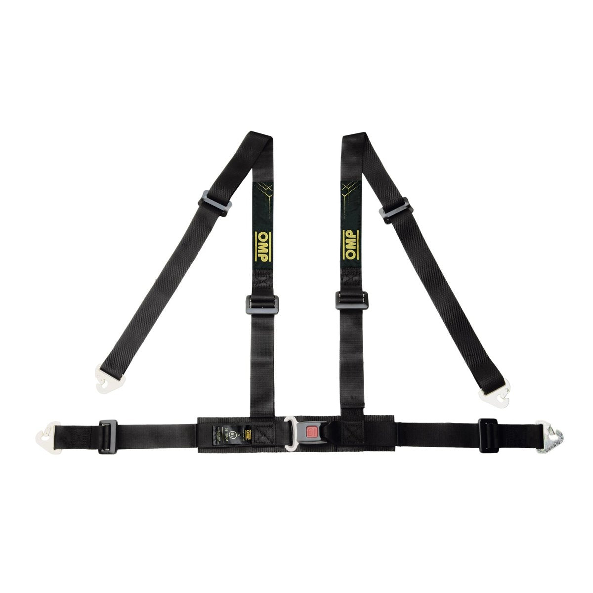 OMP Racing Road 4M 4 Point Harness ECE 16-08 3" / 2" Snap In w/ Push Release Black - Subimods.com