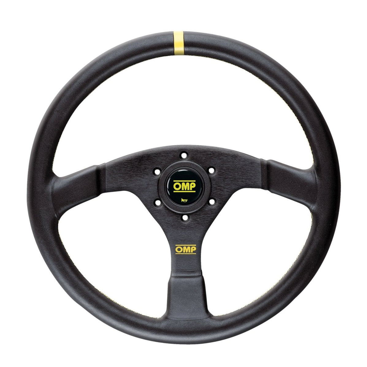 OMP Racing Velocita’ 350mm Steering Wheel Leather w/ Yellow Stitching ...