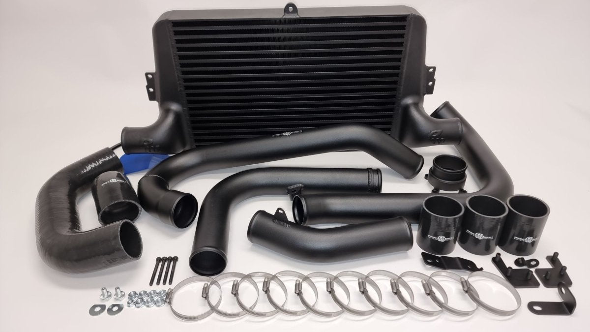 Process West Stage 1 Front Mount Intercooler Kit Black Piping w/ Black ...