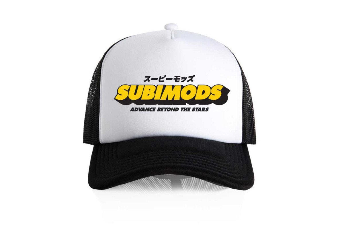 Subimods Official Trucker Cap Black and White w/ Golden Era Style Logo ...