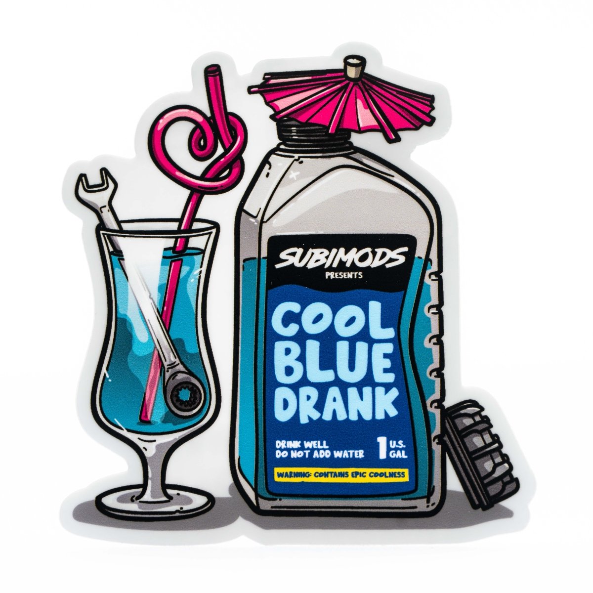 Subimods Cool Blue Drink Slap Sticker for Subaru WRX STI — Subimods.com