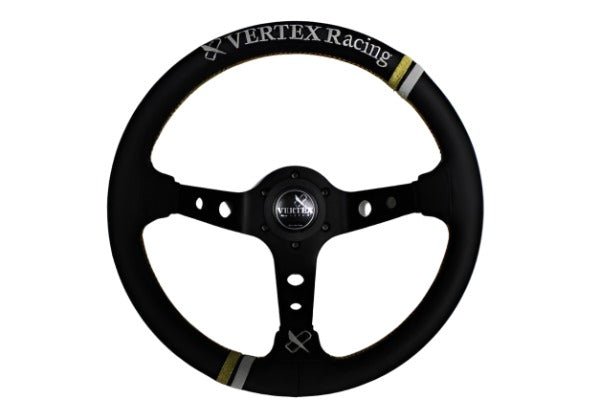 VERTEX Racing Steering Wheel 330mm Leather w/ Gold and White Stitching ...