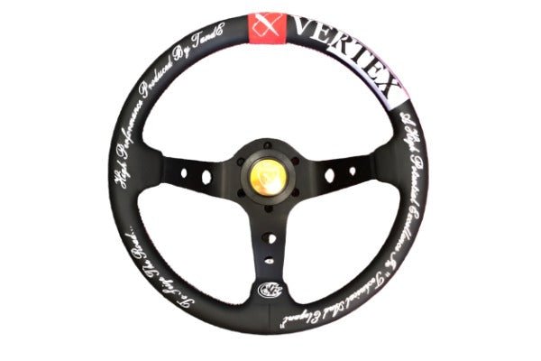 VERTEX Seize the Road Steering Wheel 330mm Leather w/ Red and White ...