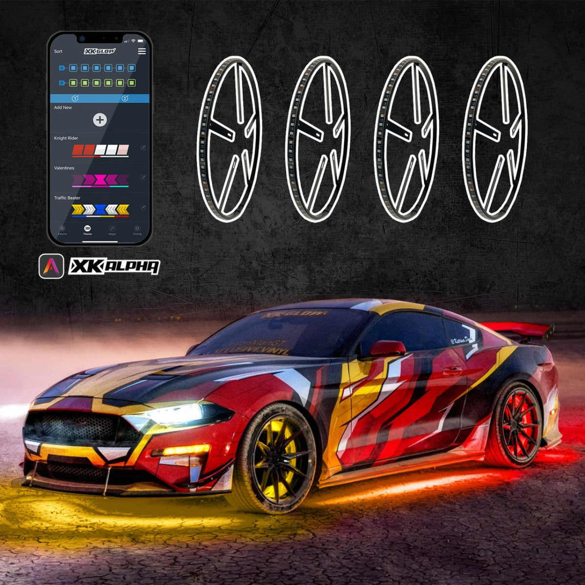 XKGlow LED RGBW Wheel Ring Light Kit | App-controlled - Subimods.com