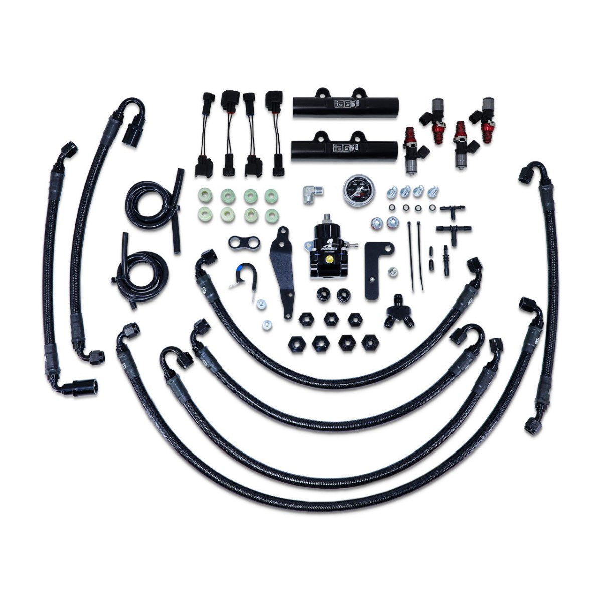 IAG PTFE Flex Fuel System Kit w/ Lines, Rails, FPR and ID 1300cc ...