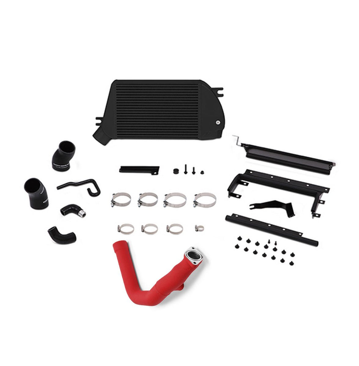 Mishimoto Top Mount Intercooler Black w/ Red Charge Pipe 2015-2021 WRX - Subimods.com