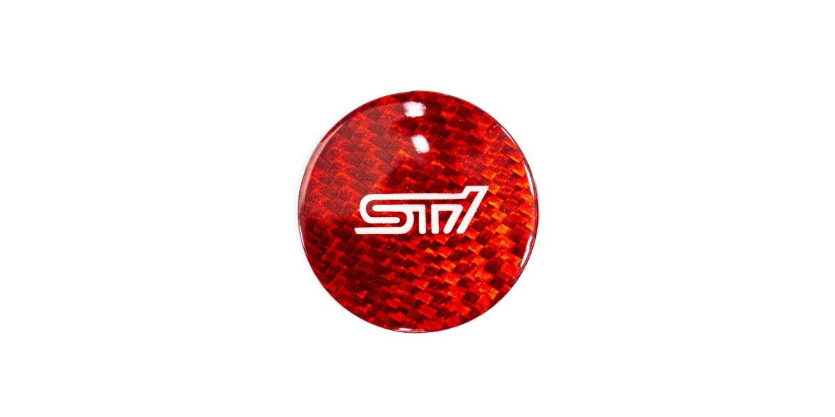 STI Carbon Fiber Push to Start Button Overlay Red | Subimods — Subimods.com