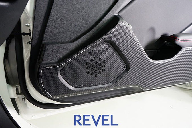 Revel GT Design Carbon Style Door Scuff Protector Set w/ Red Stitch ...