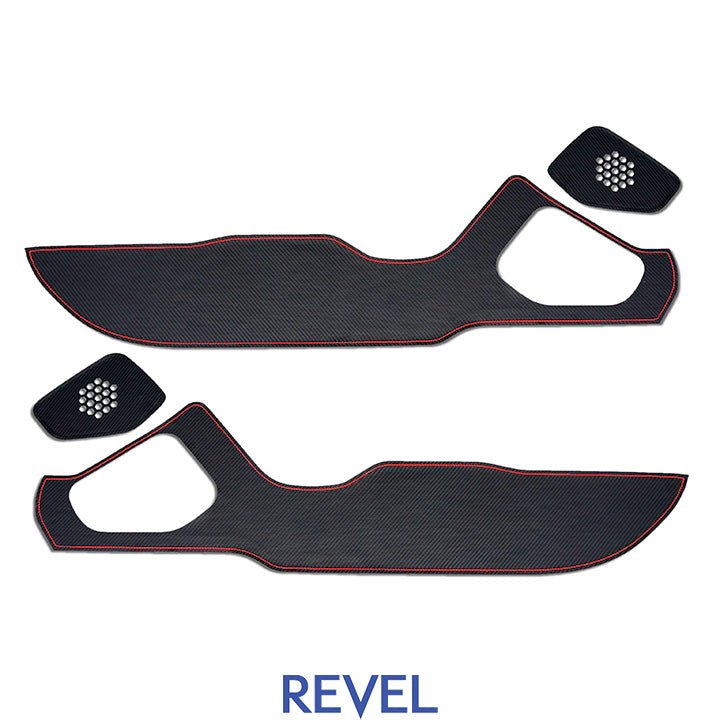 Revel GT Design Carbon Style Door Scuff Protector Set w/ Red Stitch ...