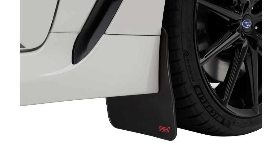 Subaru OEM Mudflap Set Black w/ Cherry Red STI Logo BRZ — Subimods.com