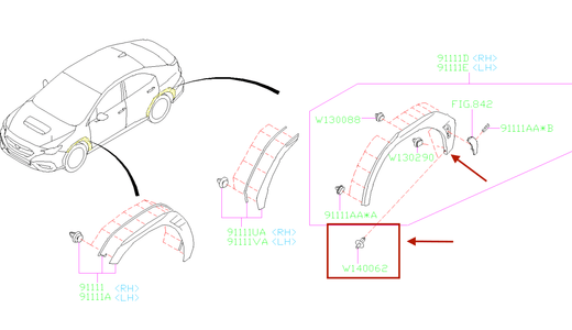 Subaru OEM Rear Fender Flare Lower Rear Clip 2022-2024 WRX - Subimods.com