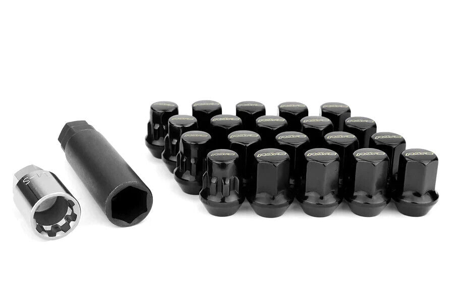 Volk Racing Rays 17 Hex Lug Nuts M12X1.25 Lock and Nut Set Black - Subimods.com
